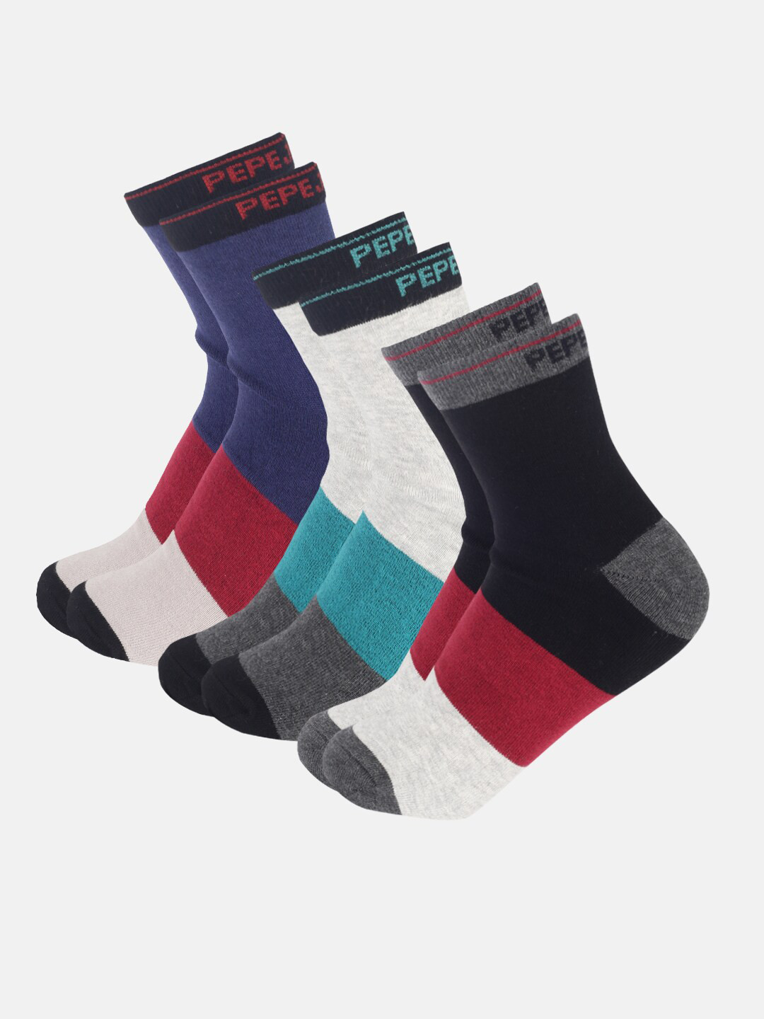 Buy Pepe Jeans Men Pack Of 3 Colourblocked Ankle Length Socks - Socks ...