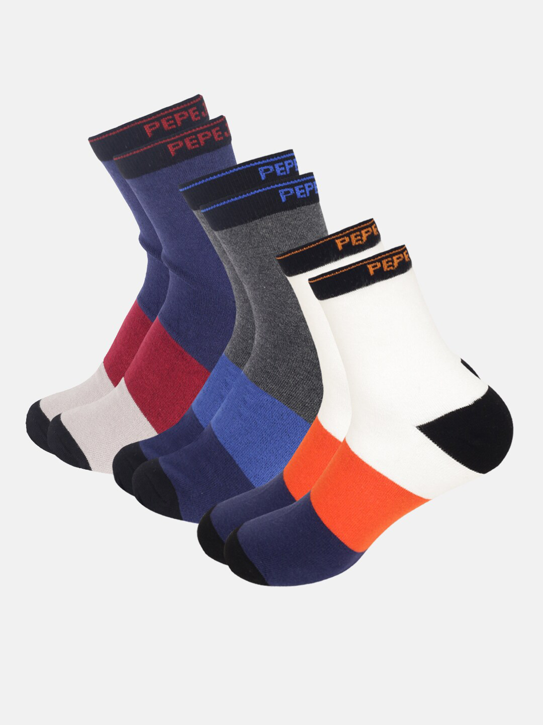 Buy Pepe Jeans Men Pack Of 3 Colourblocked Ankle Length Socks - Socks ...