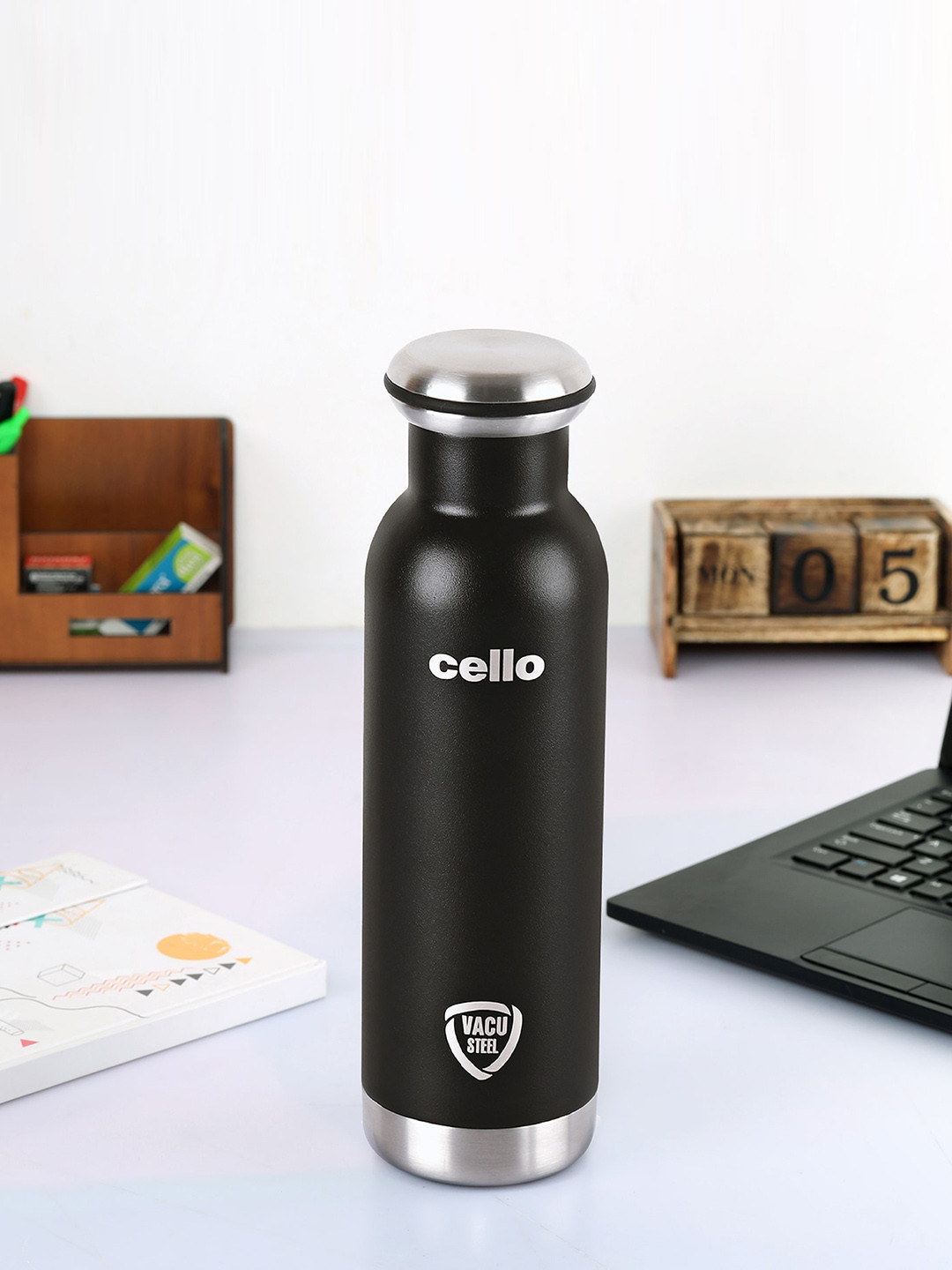 Buy Cello Duro Sip Set Of 1 Black Double Walled Stainless Steel Flask ...