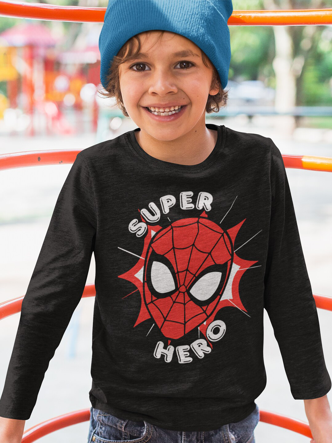 Buy KINSEY Boys Humour & Comic Spider Man Printed Long Sleeves T Shirt ...