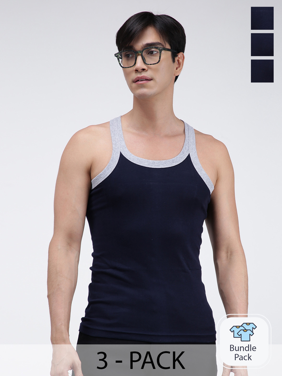 Buy AMUL COMFY Pack Of 3 Pure Cotton Sleeveless Innerwear Vests VAN: AC ...