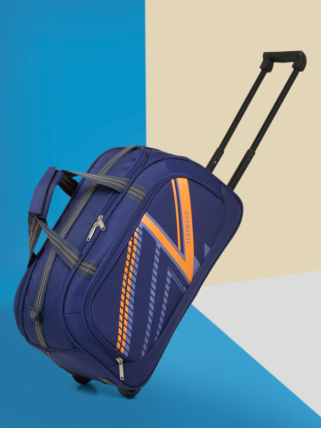 Buy Teakwood Leathers Printed Duffel Trolley Bag - Trolley Bag for ...