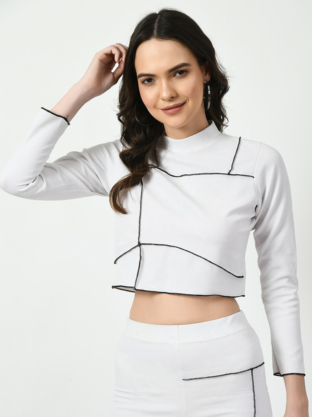 Buy CLAFOUTIS High Neck Crepe Crop Top - Tops for Women 23919060 | Myntra