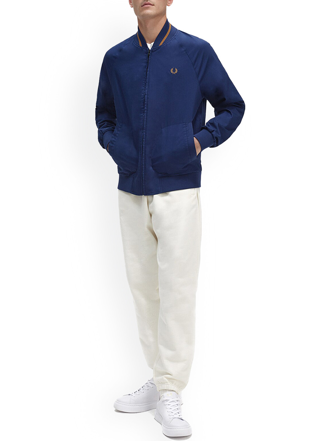 Buy Fred Perry Mock Collar Cotton Bomber Jacket - Jackets for Men ...