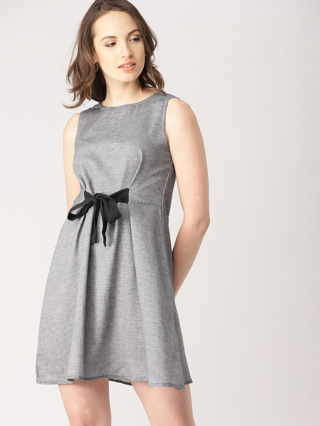 Buy DressBerry Women Grey Solid A Line Dress - Dresses for Women ...