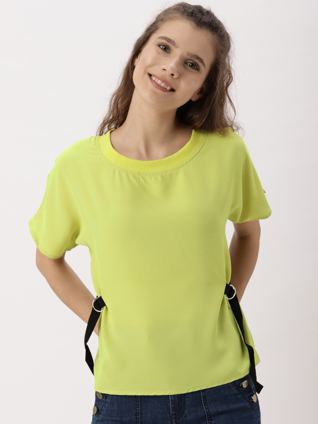 Buy DressBerry Women Lime Green Solid Top - Tops for Women 2393130 | Myntra