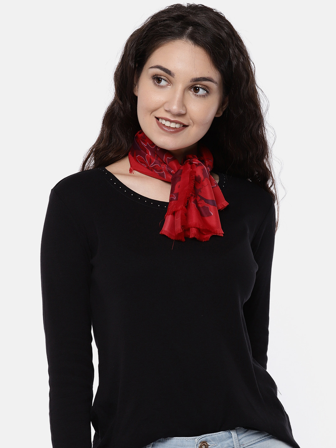 Buy MANGO Red Printed Scarf - Scarves for Women 2393177 | Myntra