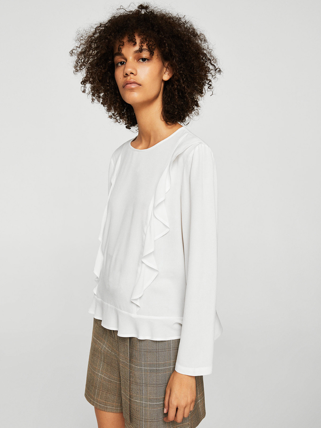 Buy MANGO Women White Solid Ruffled Top - Tops for Women 2393266 | Myntra