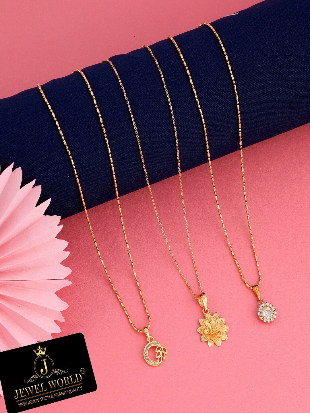 Buy JEWEL WORLD Set Of 3 Gold Plated Chain - Necklace And Chains for ...