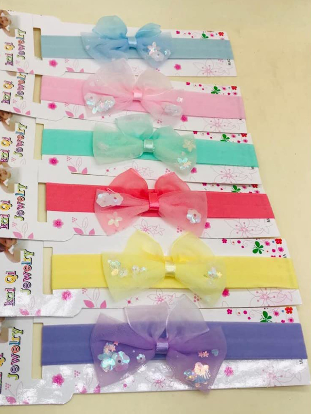 Buy LYTIX Girls Assorted Set Of 6 Embellished Headband Bow Soft ...
