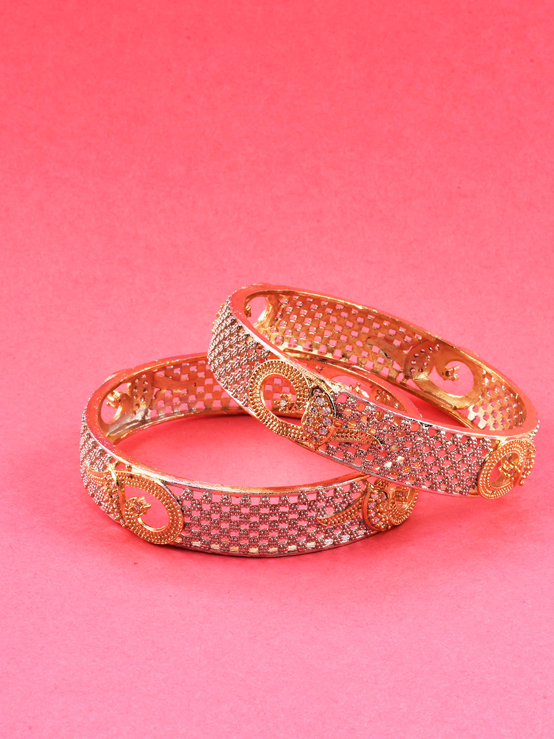 Buy The Pari Set Of 2 Gold Plated AD Studded Bangles - Bangle for Women ...