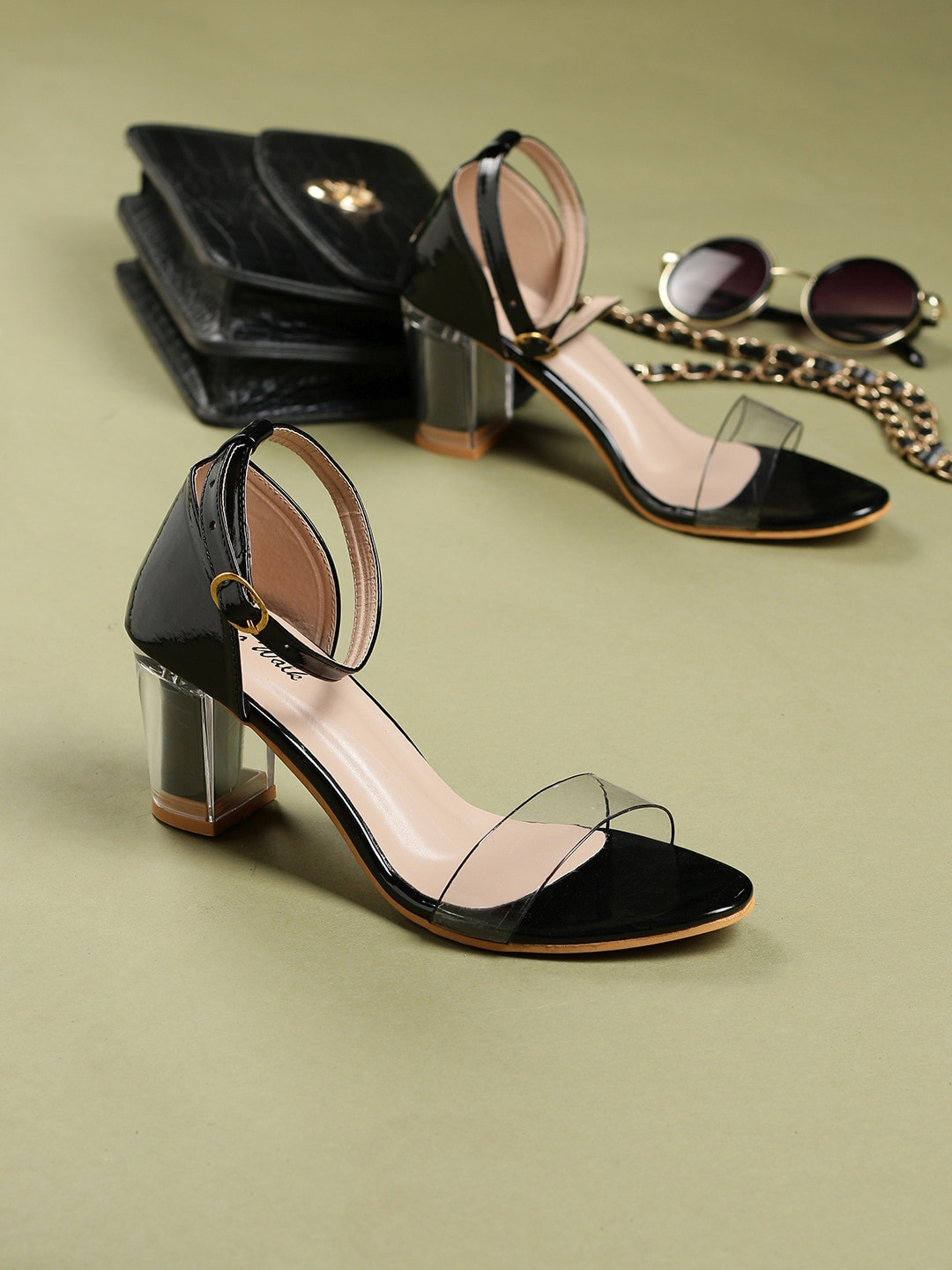 Buy Retro Walk Open Toe Block Heels With Ankle Loop - Heels for Women ...