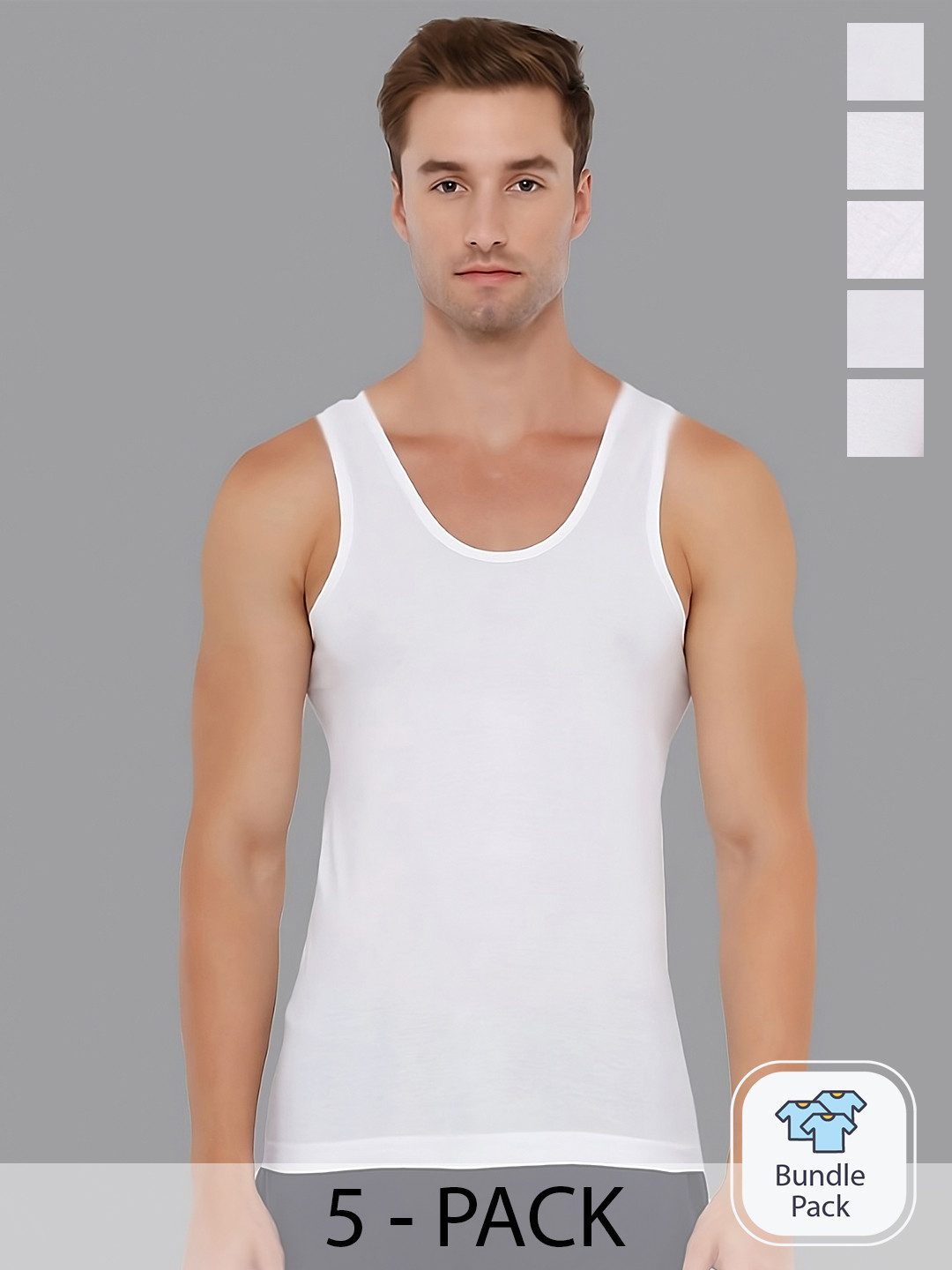 Buy Rupa Jon Pack Of 5 Round Neck Cotton Vests - Innerwear Vests for ...