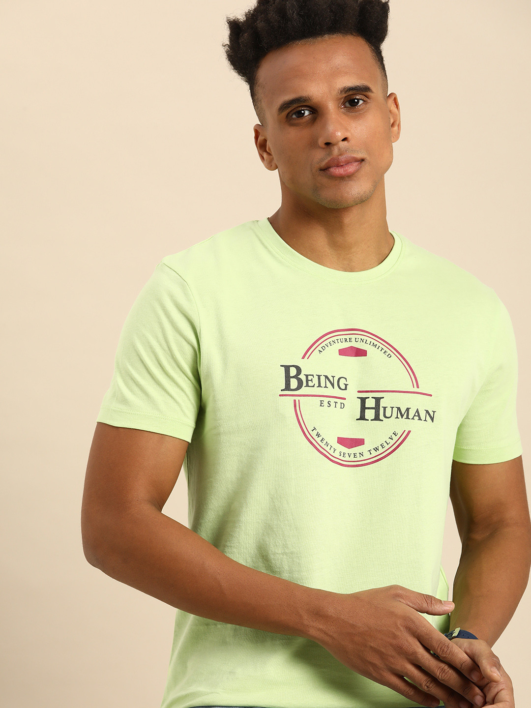 Buy Being Human Brand Logo Printed Pure Cotton Casual T Shirt - Tshirts ...