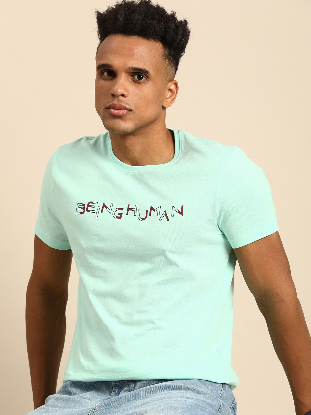 Buy Being Human Brand Logo Printed Pure Cotton T Shirt - Tshirts for ...