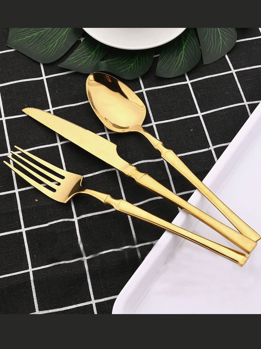Buy BonZeaL 12 Pcs Gold Premium Stainless Steel Designer Cutlery Set ...