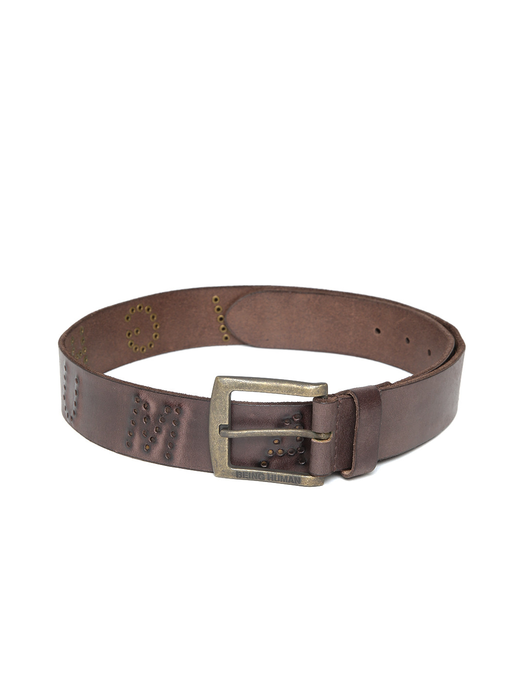 Buy Being Human Men Brown Studded Leather Belt - Belts for Men 2395409 ...