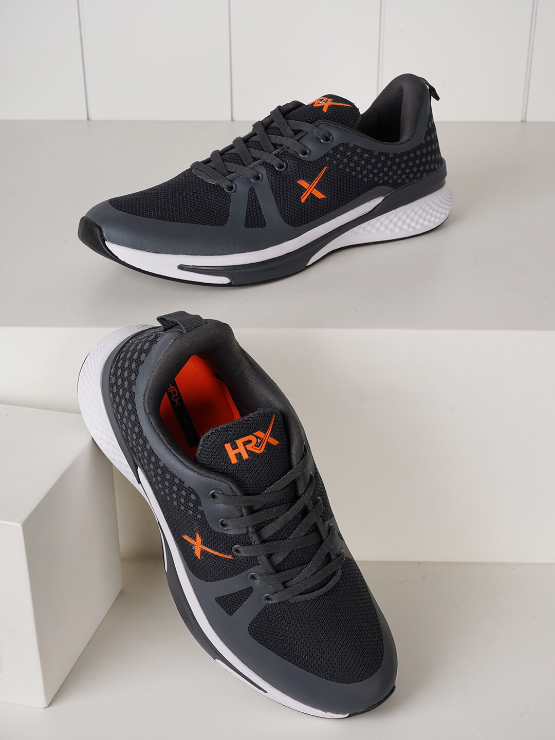 Buy HRX By Hrithik Roshan Men Grey & Orange Cushioning PSI Mesh Running ...