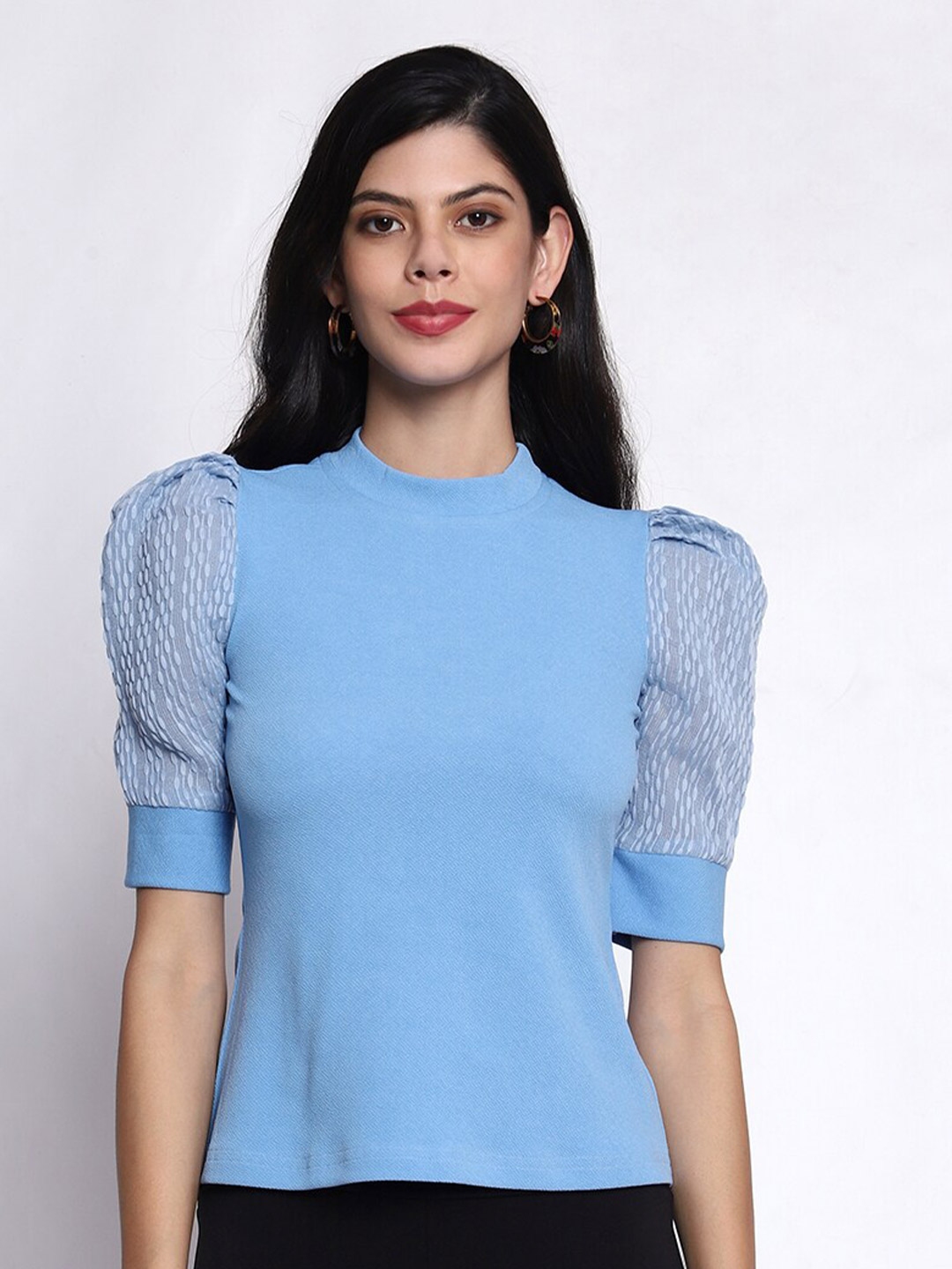 Buy Prettify High Neck Puff Sleeves Top Tops For Women 23957814 Myntra
