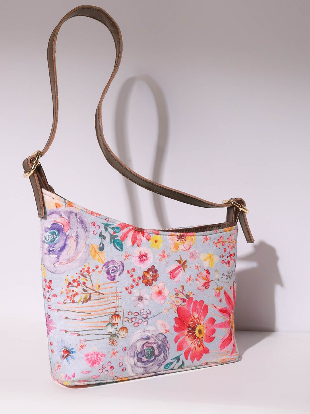 Buy DEEBACO Floral Printed Structured Cotton Sling Bag - Handbags for ...