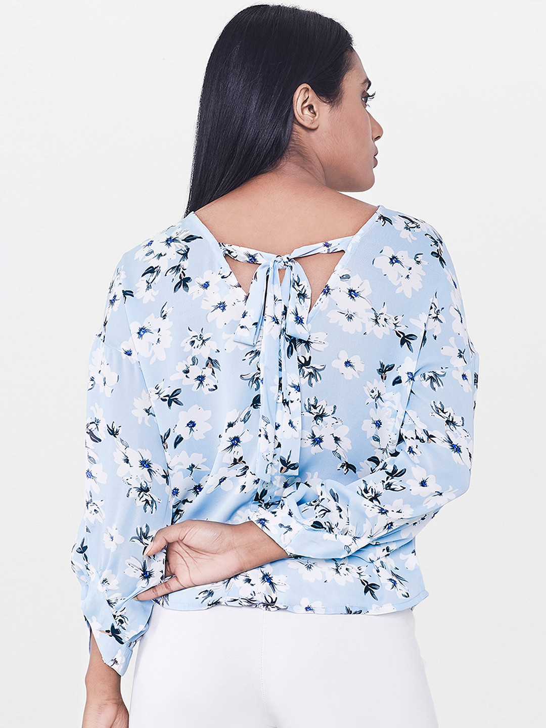 Buy AND Women Blue Printed Styled Back Top - Tops for Women 2396258 ...