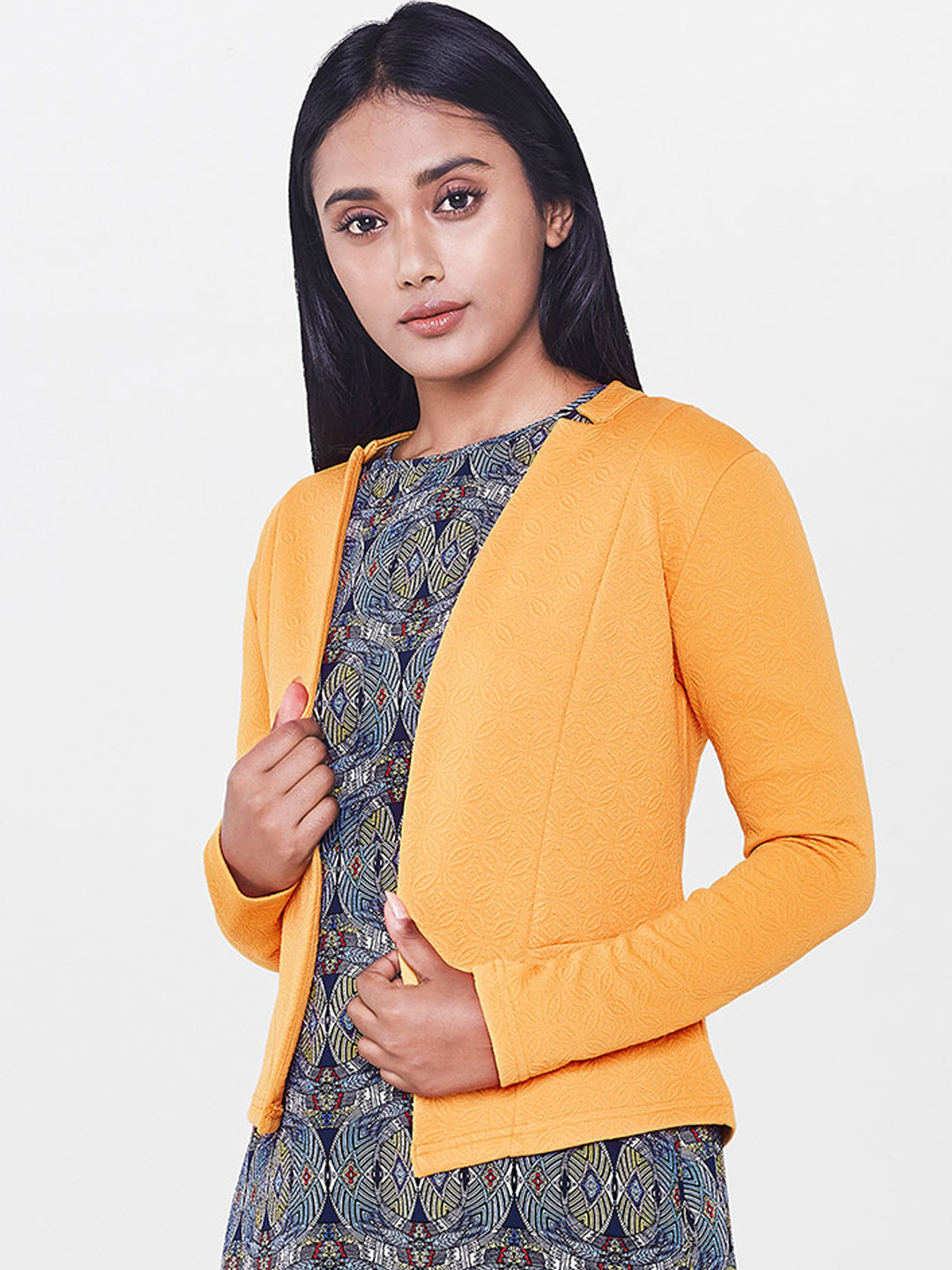 Buy AND Yellow Solid Open Front Shrug - Shrug for Women 2396280 | Myntra