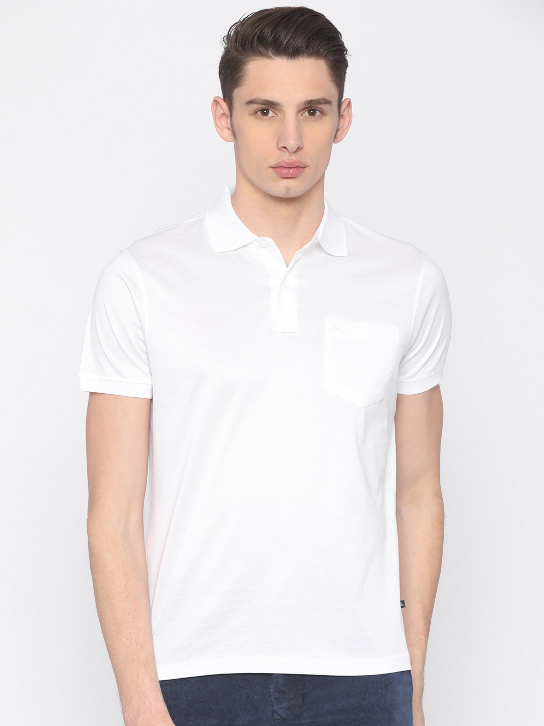 Buy Parx Men White Solid Polo Collar Pure Cotton T Shirt Tshirts For