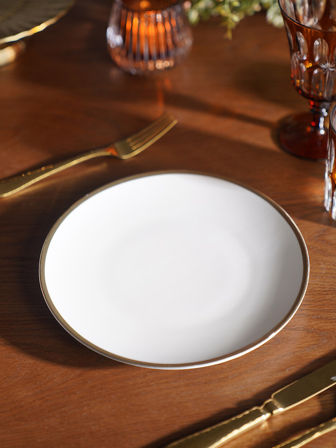 Buy Pure Home And Living White 2 Pieces Porcelain Matte Plates - Plates ...