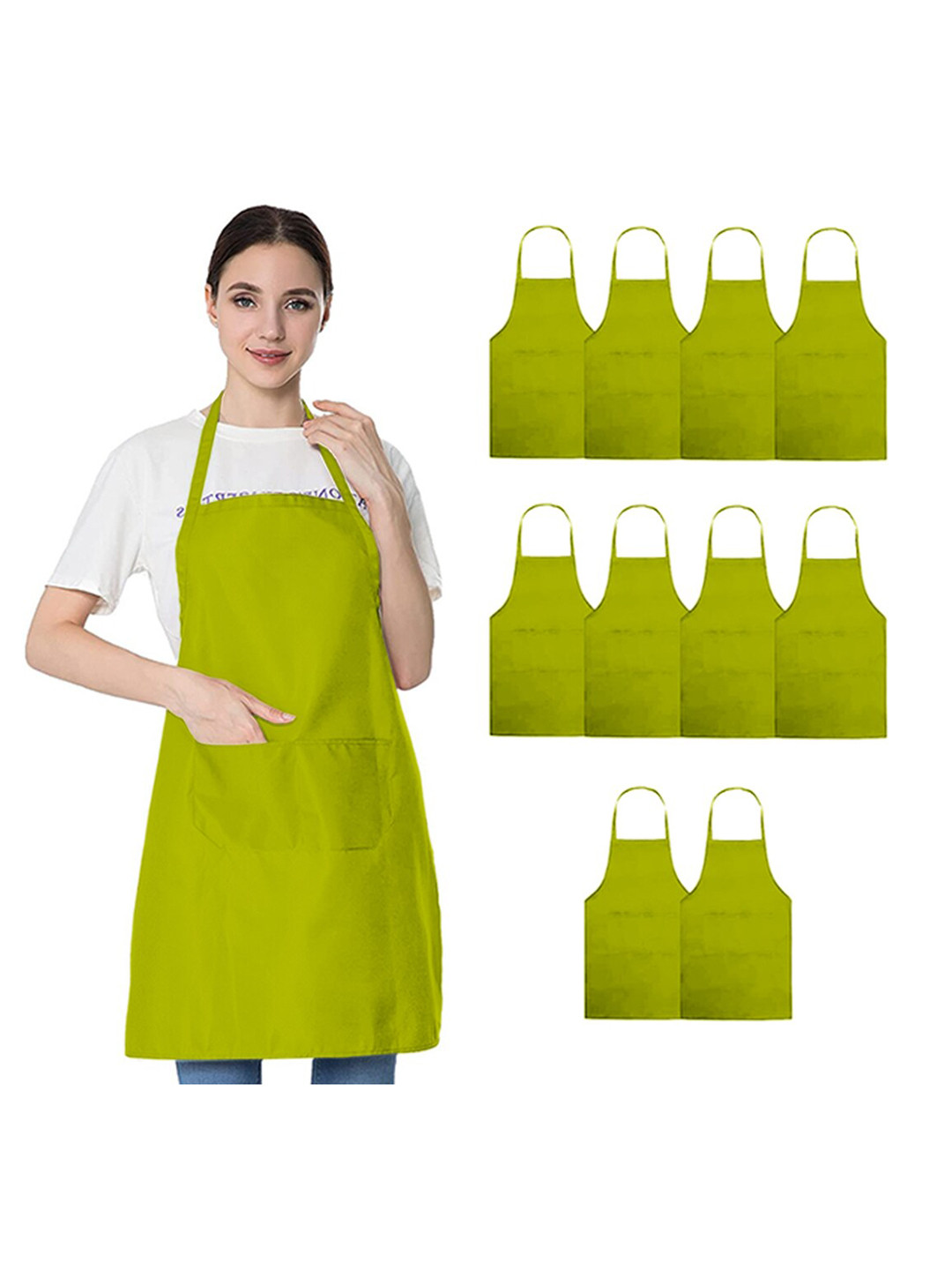 Buy Lushomes Green 10 Pieces Waterproof Apron With Pocket - Aprons for ...