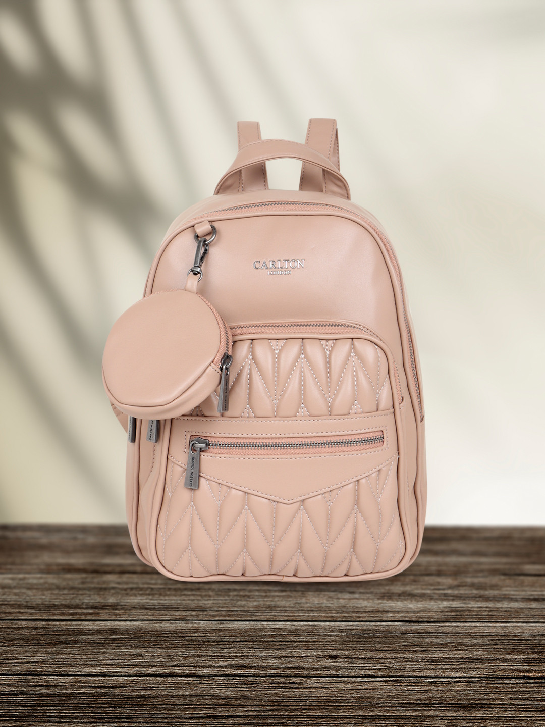 Buy Carlton London Backpack With Quilted Details & Comes With Pouch ...