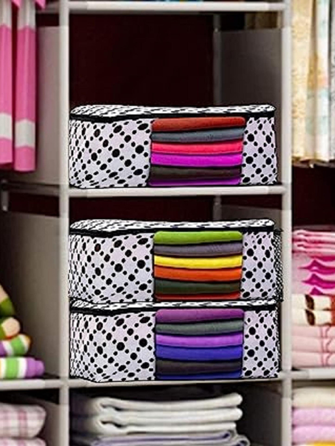 Buy Fashion Bizz Black 4 Pieces Printed Saree Organizers - Organisers ...