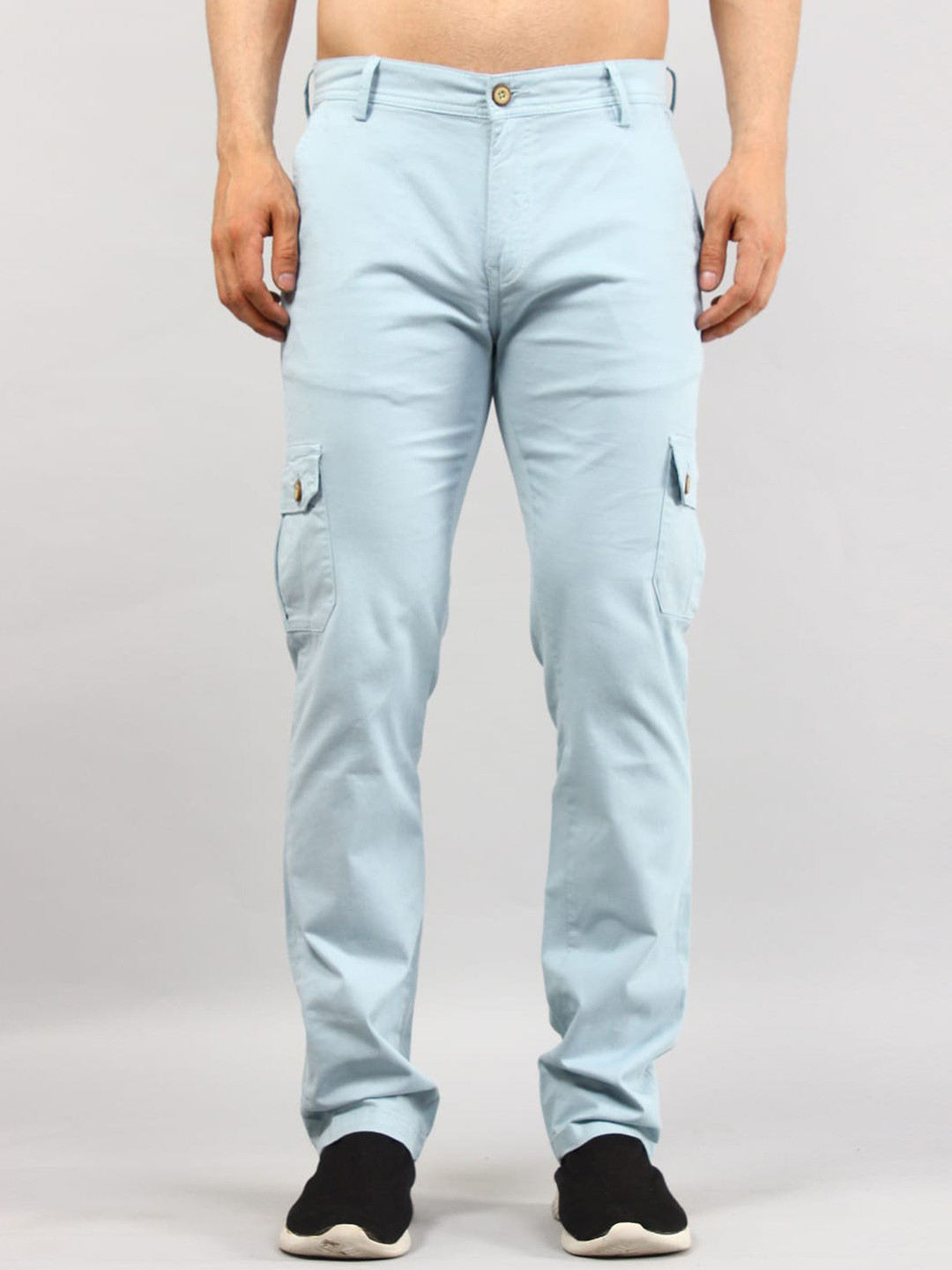 Buy TIM PARIS Men Relaxed Mid Rise Plain Cotton Cargos - Trousers for ...