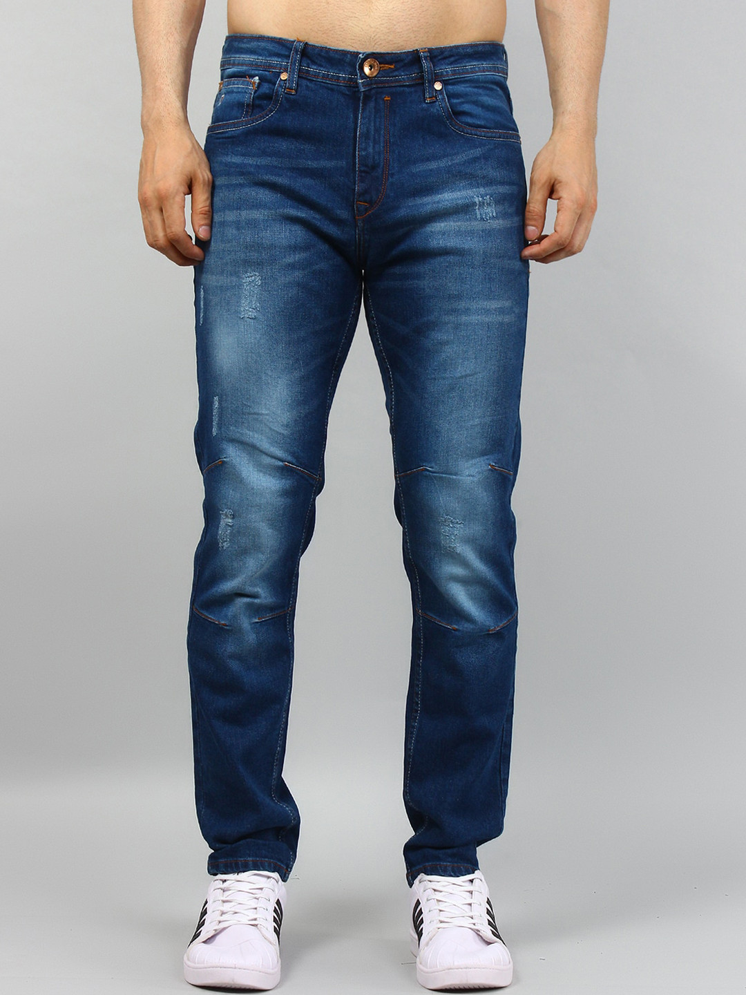 Buy TIM PARIS Men Tapered Fit Mildly Distressed Light Fade Stretchable ...