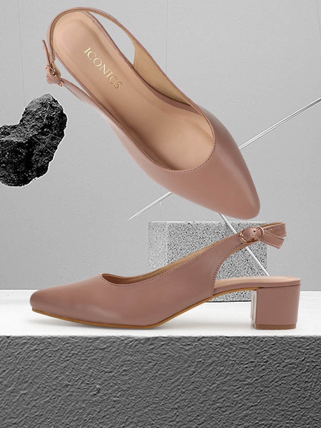 Buy ICONICS Pointed Toe Work Block Mules With Buckles - Heels for Women ...