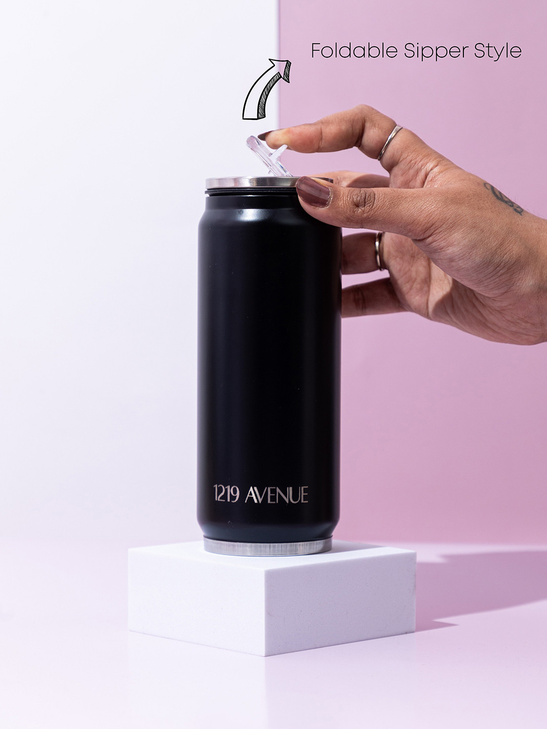 Buy 1219 Avenue Black Metal Can Sipper - Water Bottle for Unisex ...