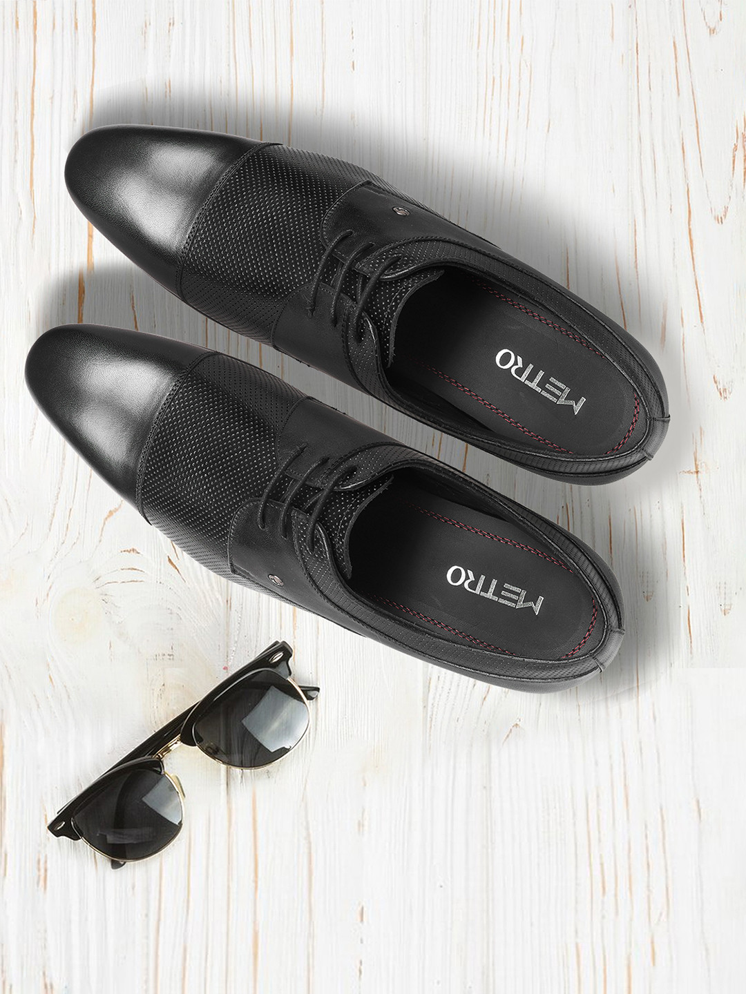 Buy Metro Men Textured Leather Formal Derbys - Formal Shoes for Men ...