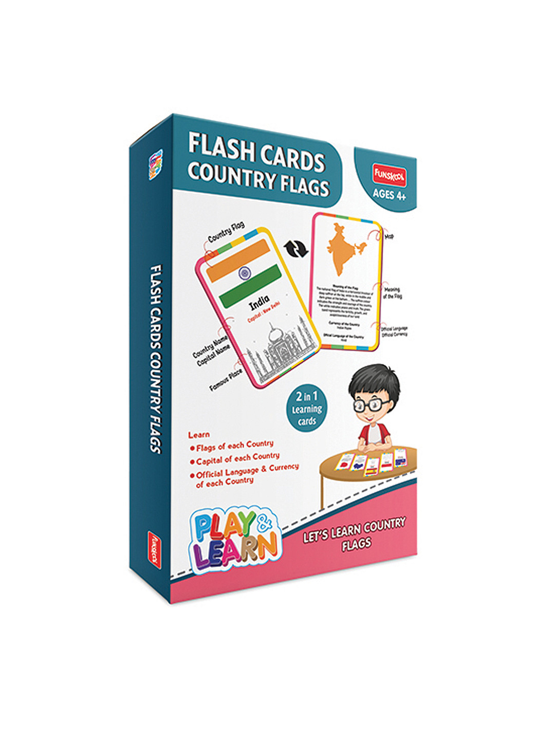 Buy Funskool Multicoloured 2 In 1 Flash Cards Country Flags - Activity ...