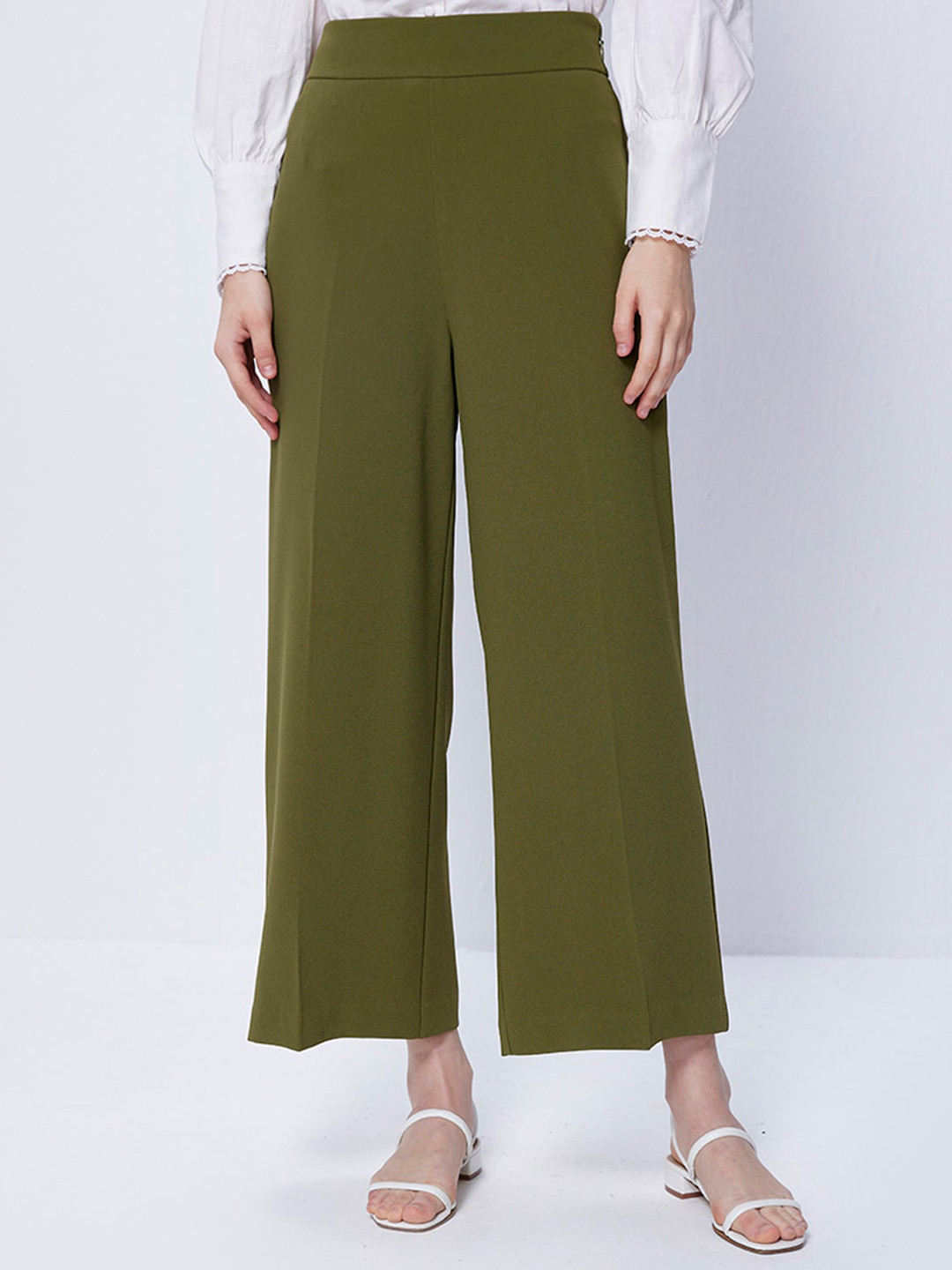 Buy COVER STORY Women Mid Rise Parallel Trousers - Trousers for Women ...