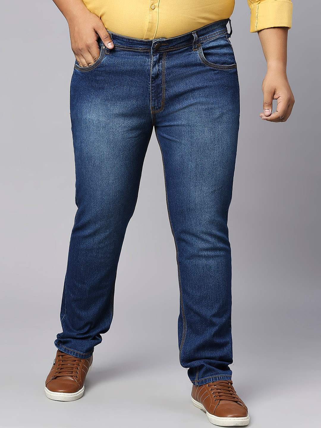 Buy HJ HASASI Men Plus Size Light Fade Stretchable Jeans - Jeans for ...