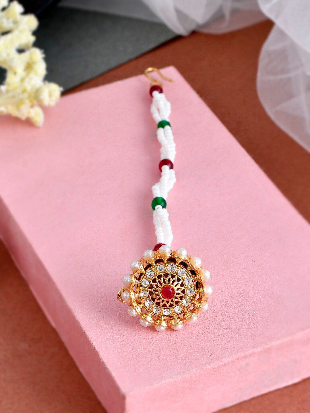 Buy Silvermerc Designs Gold Plated Pearls Studded Borla - Head ...