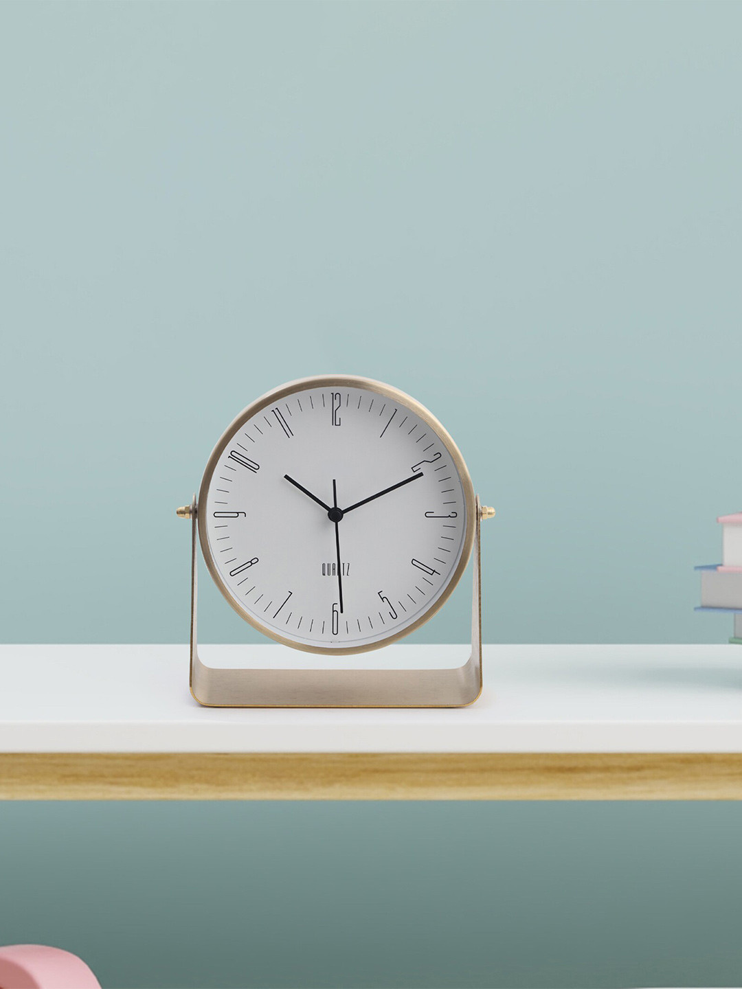 Buy Home Centre Casablanca Gold Toned & White Contemporary Table Clock ...