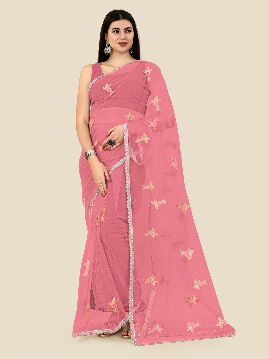 Buy VAIRAGEE Floral Embroidered Net Saree - Sarees for Women 24004652 ...