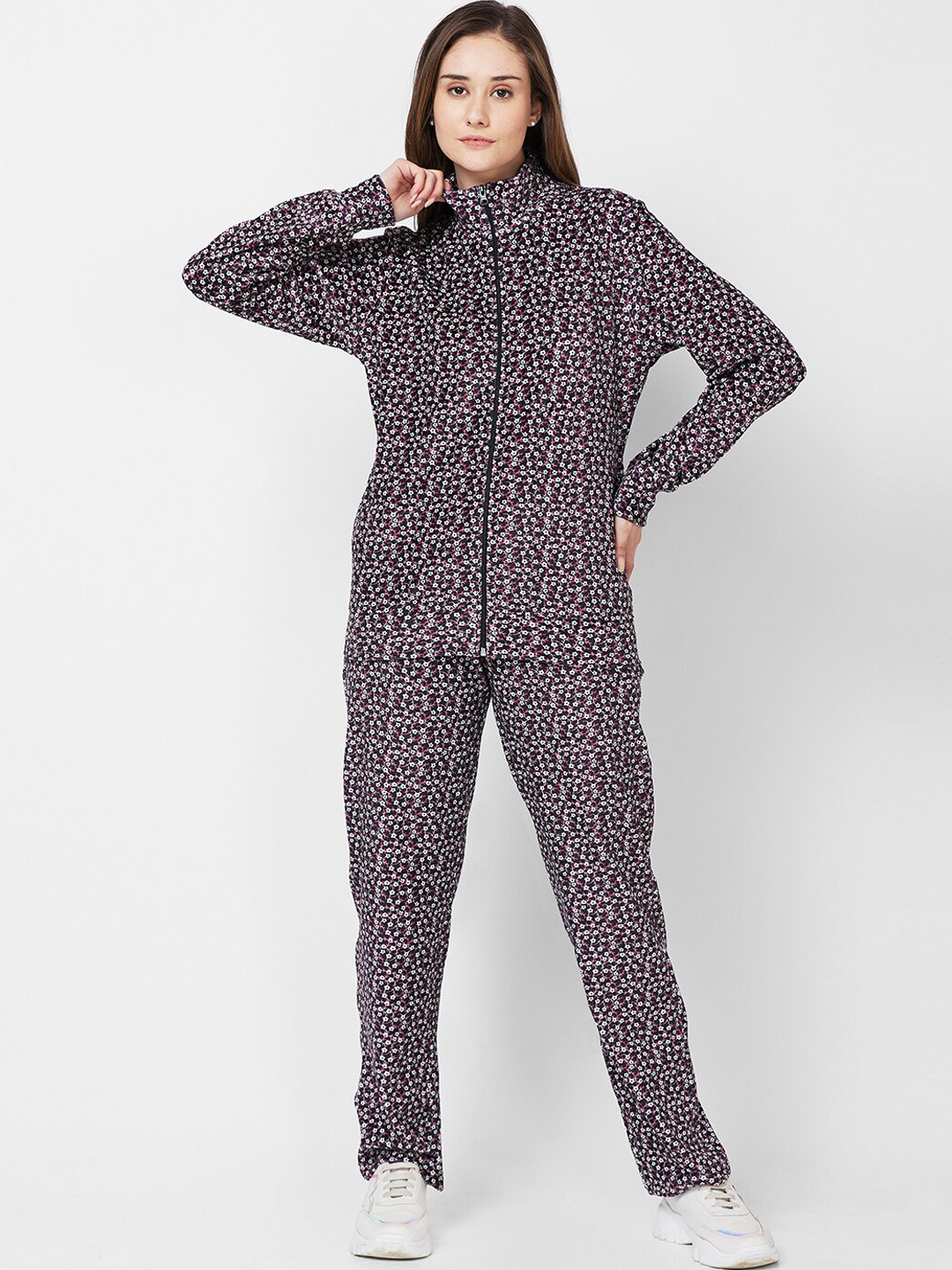 Buy XIN Floral Printed Velour Tracksuits - Tracksuits for Women ...
