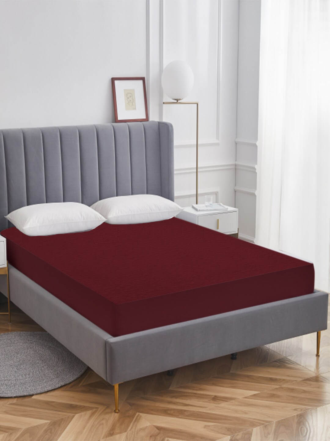 Buy AVI Maroon Maroon King Size Bed Mattress Protector - Mattress ...