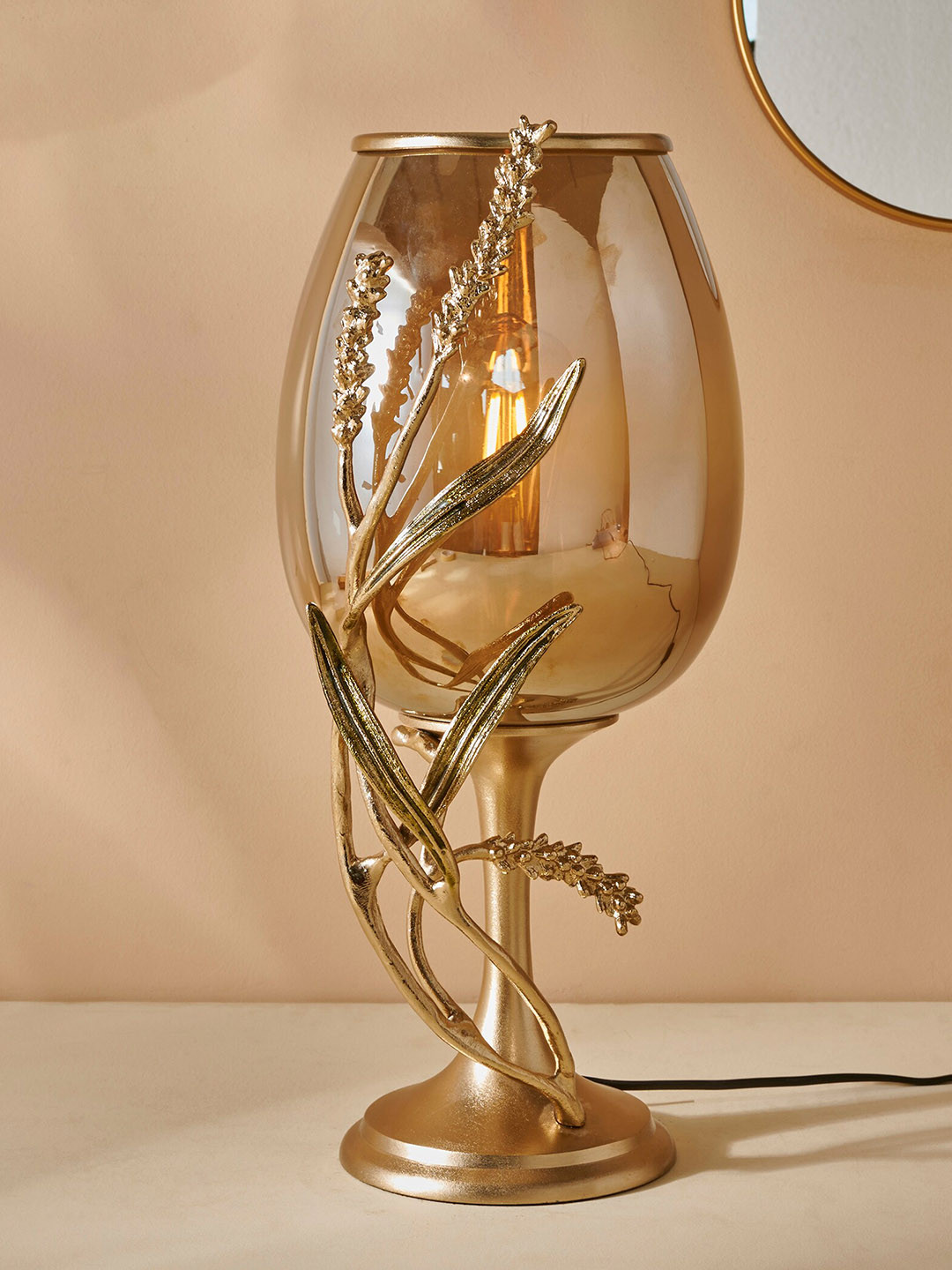 Buy Home Centre Eternity Golden Ceramic And Glass Table Lamp - Table ...