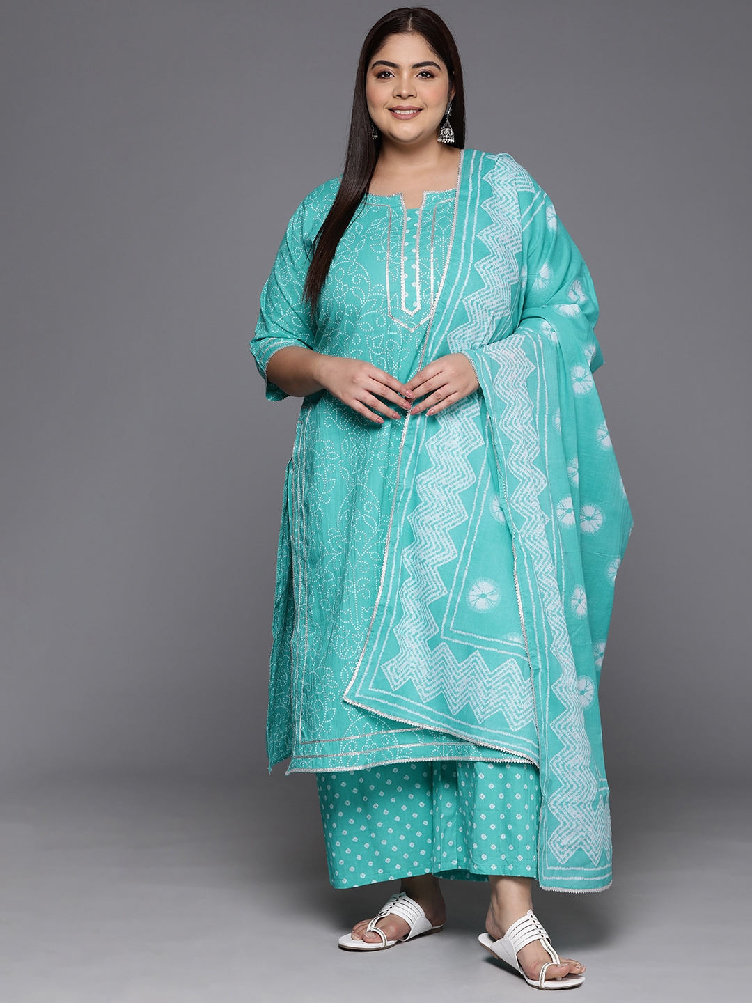 Buy Extra Love By Libas Plus Size Bandhani Printed Gotta Patti Pure