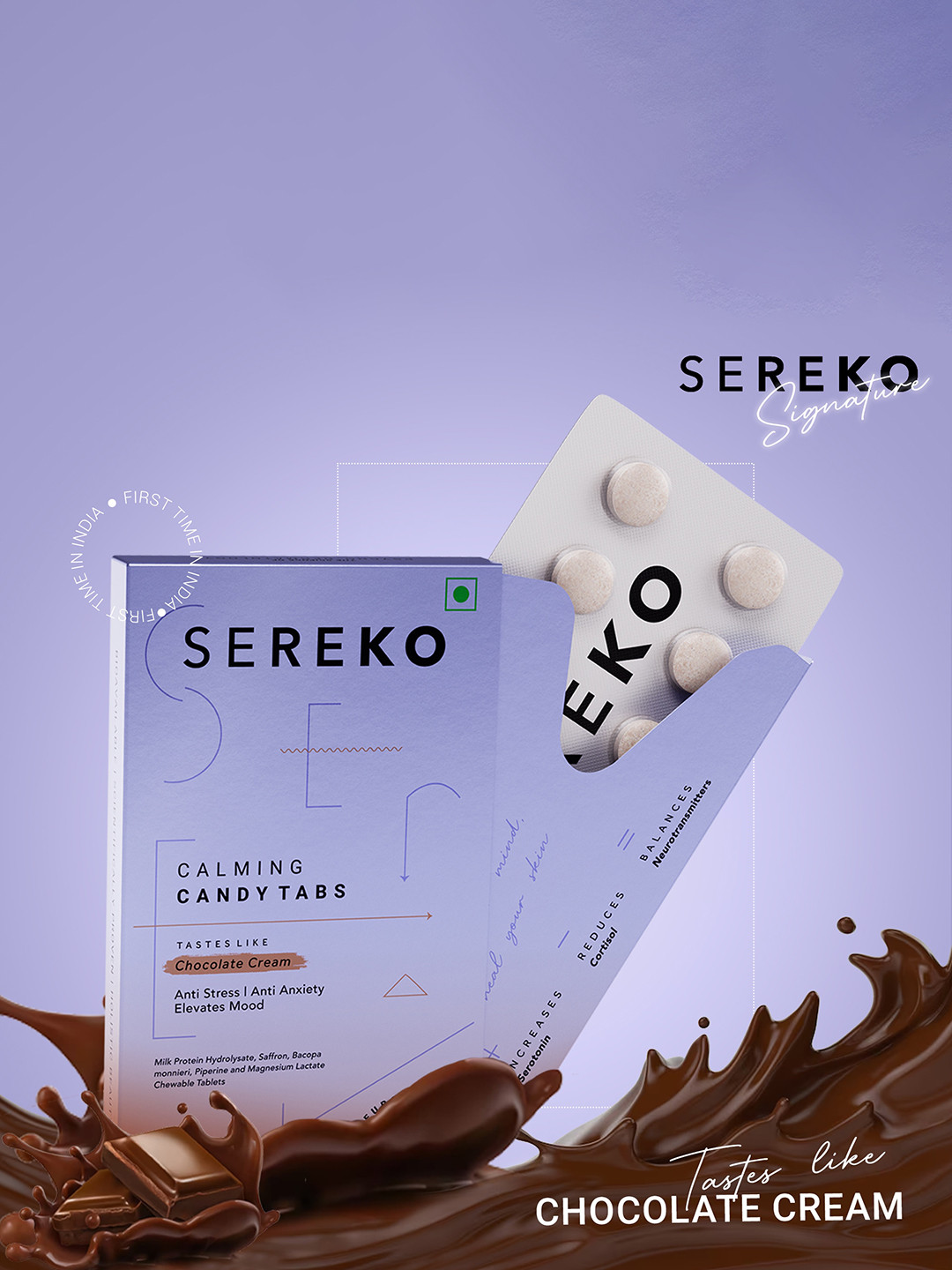 Buy SEREKO Signature Chocolate Cream Calming Candy Tabs For Anti Stress ...