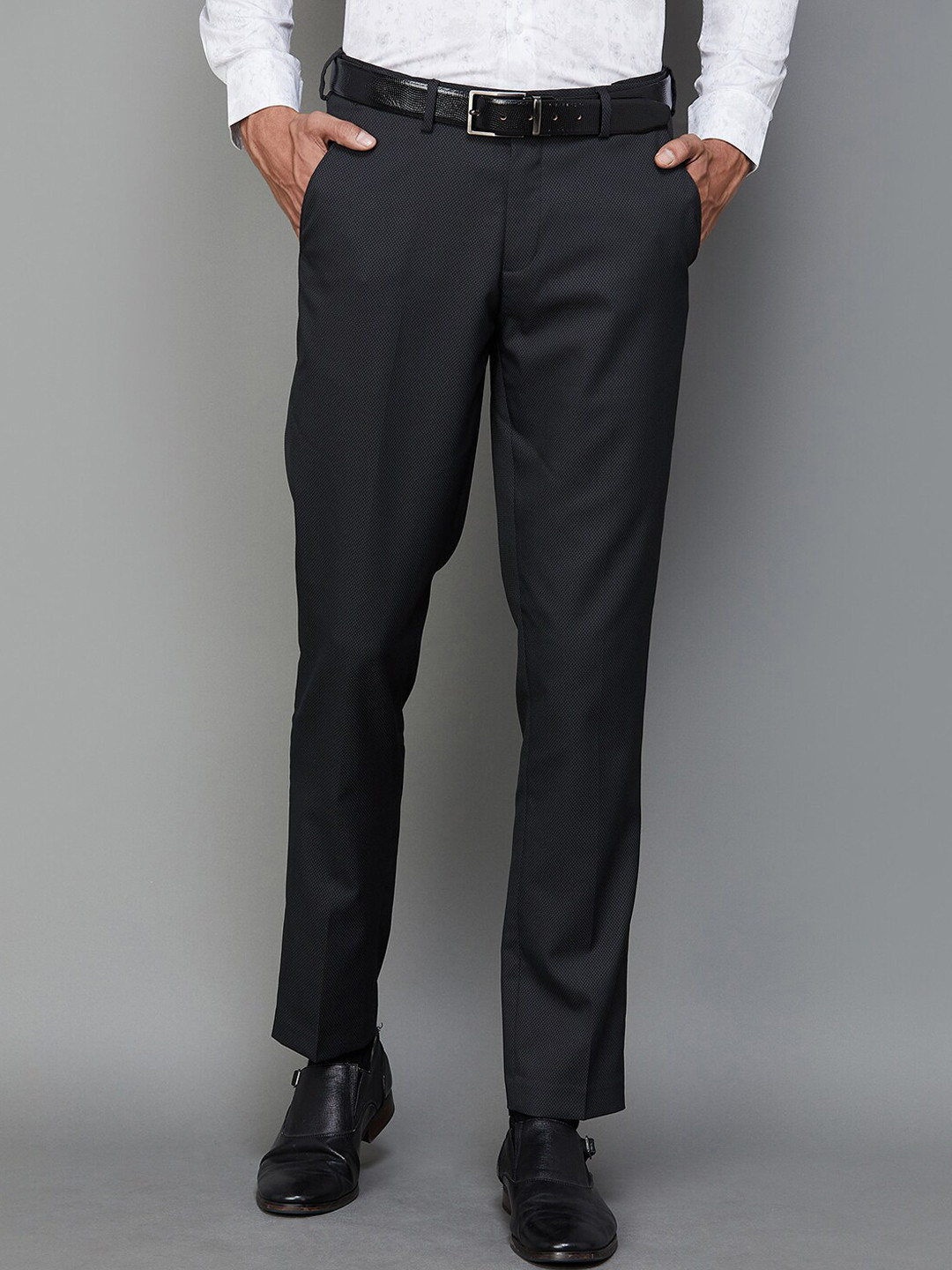 Buy CODE By Lifestyle Men Slim Fit Formal Trousers - Trousers for Men ...