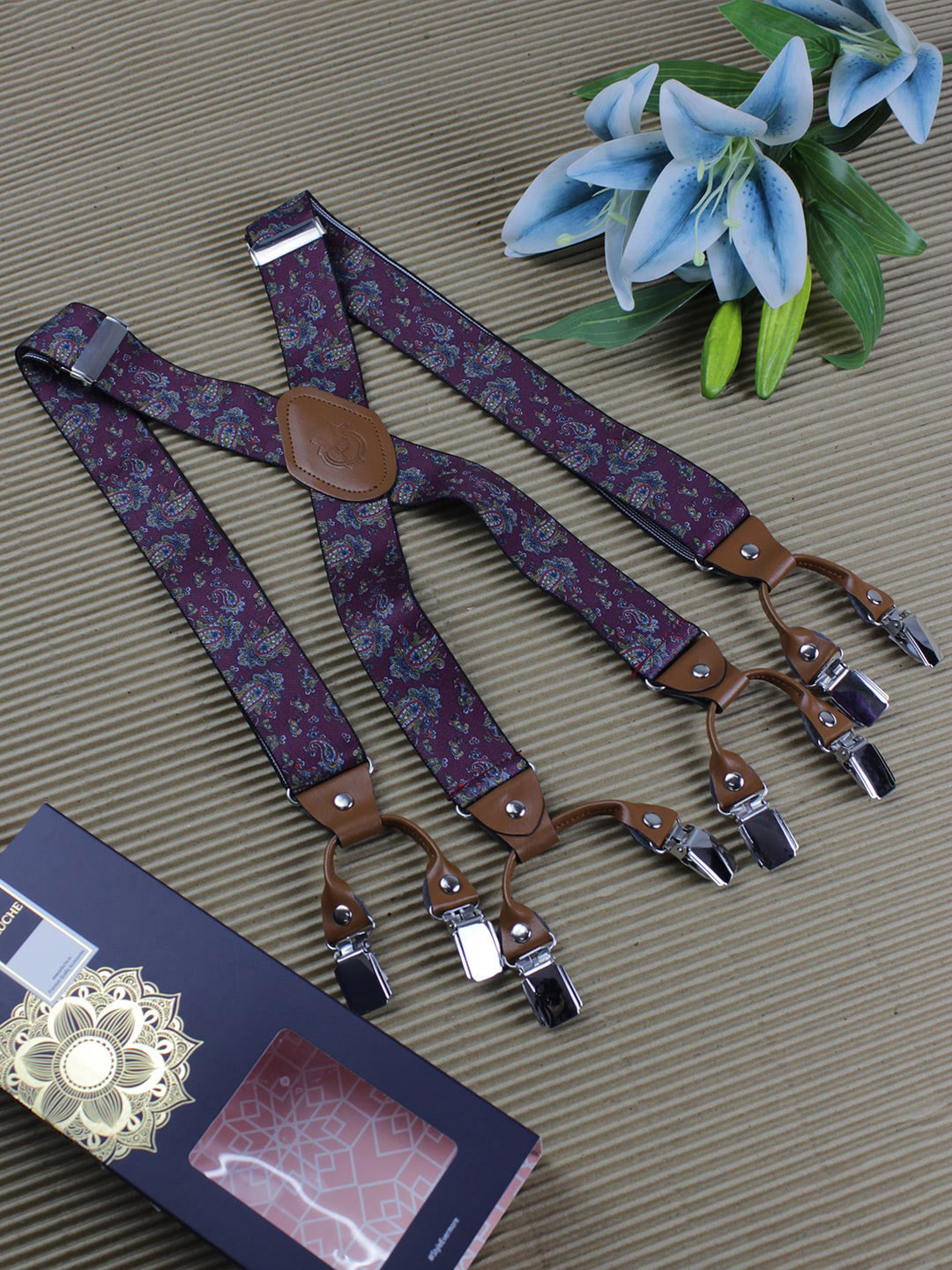 Buy PELUCHE Unisex Patterned Fancy Charm 8 Clips Suspender - Suspenders ...