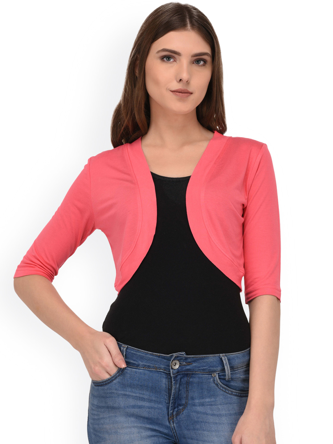 Buy Espresso Coral Solid Open Front Shrug - Shrug for Women 2402039 ...